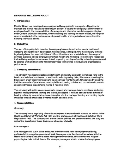 EMPLOYEE WELLBEING POLICY | Monitor Services