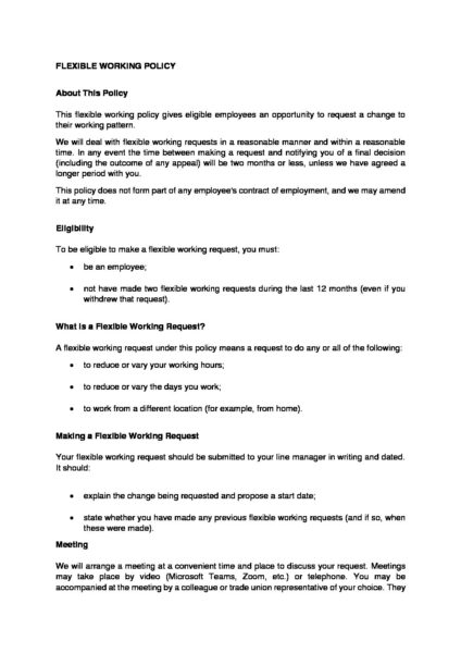 FLEXIBLE WORKING POLICY | Monitor Services